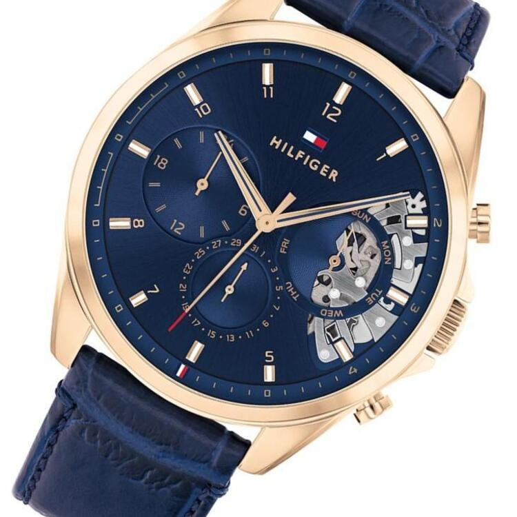 Tommy Hilfiger Blue Leather Men's Multi-function Watch 1710451 ...