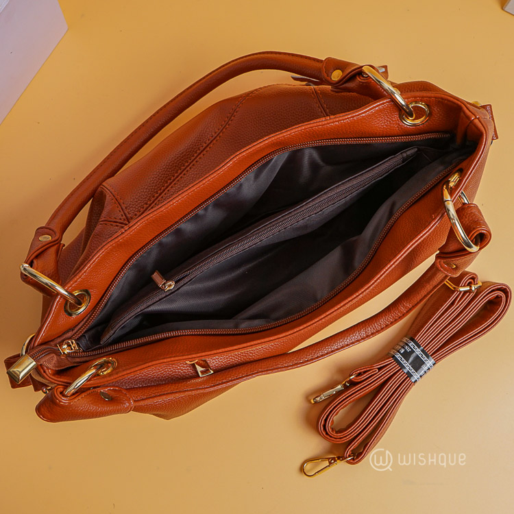 Women's Smart Casual PU Leather Handbag - Brown - Wishque | Sri Lanka's ...
