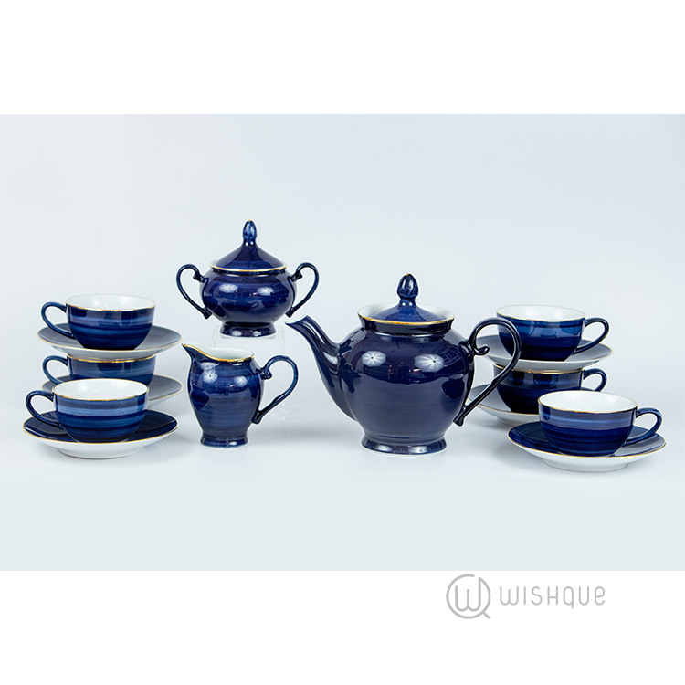 Royal Fernwood 17 Pcs Spiral Galaxy Blue Tea Set - Wishque | Sri Lanka ...
